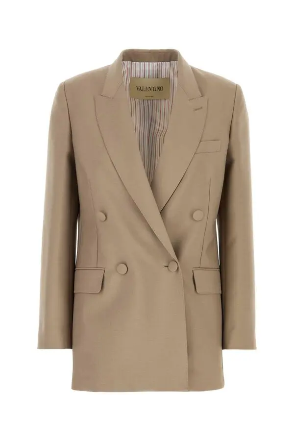 Valentino Garavani Cappuccino Mohair Blend Blazer - Brown