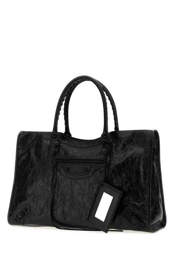 Balenciaga Lambskin Leather Shopping Bag - Black