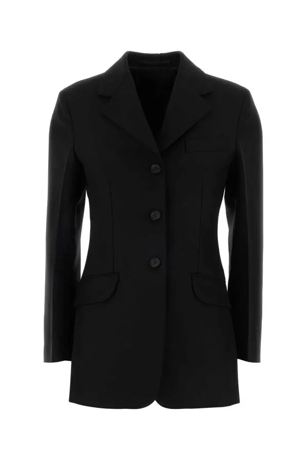 JIL SANDER Wool Blend Blazer - Black