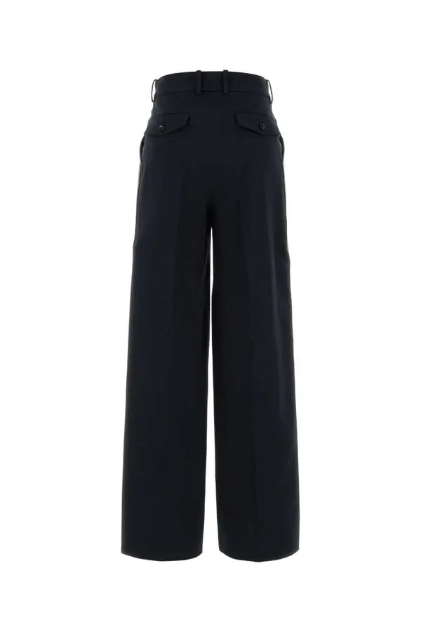 Bottega Veneta Wool And Cotton Palazzo Pant - Blue