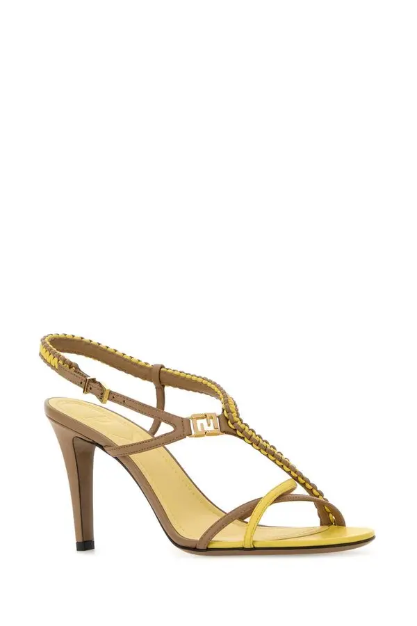Fendi Two-tone Leather Ffold Sandals - Multicolor