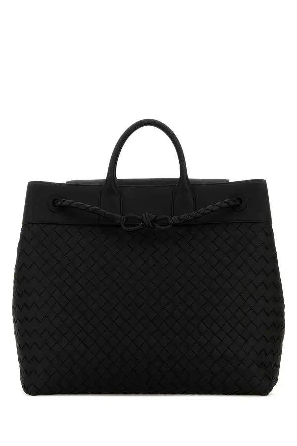 Bottega Veneta Leather Andiamo Voyager Travel Bag - Black