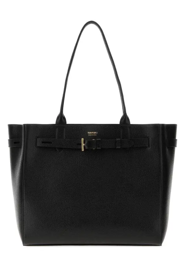 TOM FORD Leather Shopping Bag - Black
