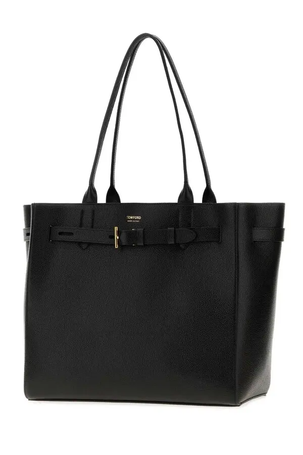 TOM FORD Leather Shopping Bag - Black