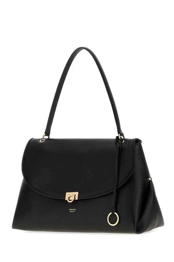 FERRAGAMO Leather Shopping Bag - Black