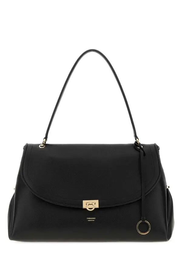 FERRAGAMO Leather Shopping Bag - Black