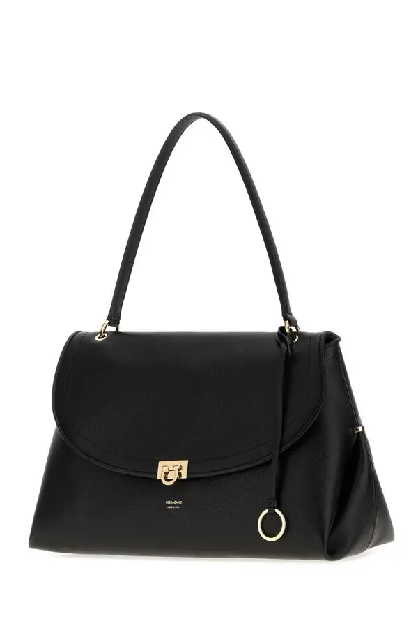 FERRAGAMO Leather Shopping Bag - Black