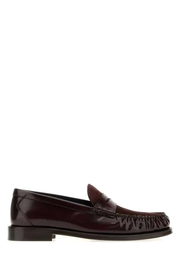Brunello Cucinelli Burgundy Leather And Suede Loafers - Red