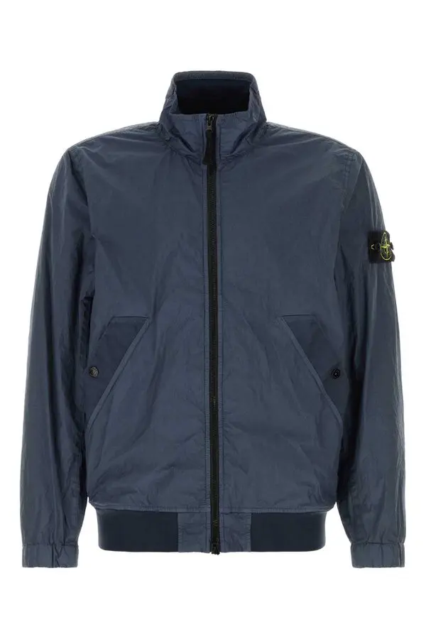 Stone Island Navy Nylon Bomber Jacket - Blue