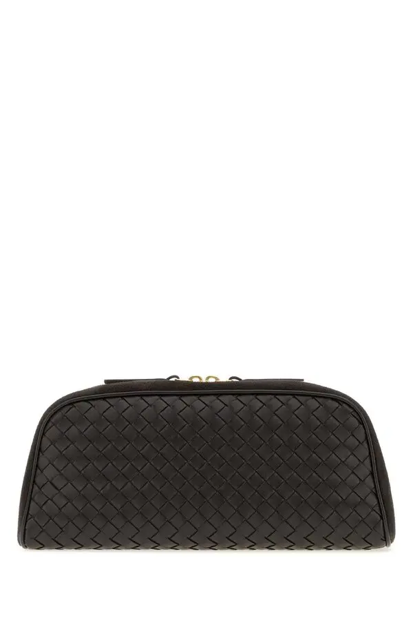 Bottega Veneta Dark Leather Large Nodo Clutch - Brown