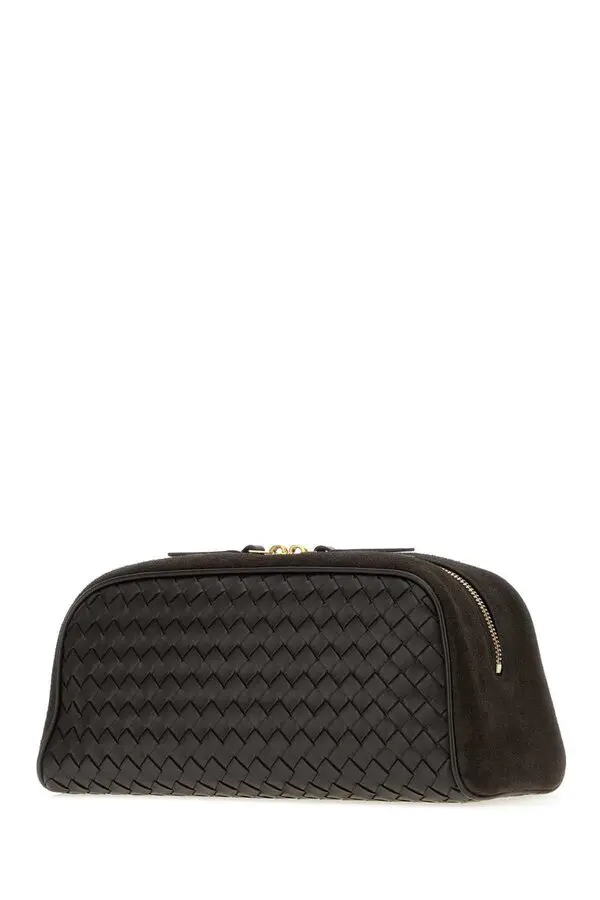 Bottega Veneta Dark Leather Large Nodo Clutch - Brown