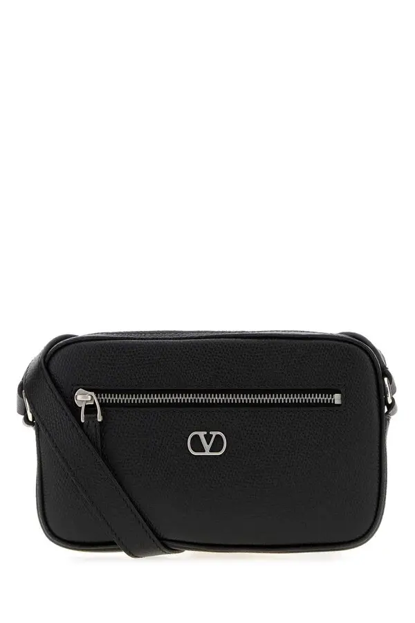 Valentino Garavani Leather Vlogo Signature Crossbody Bag - Black