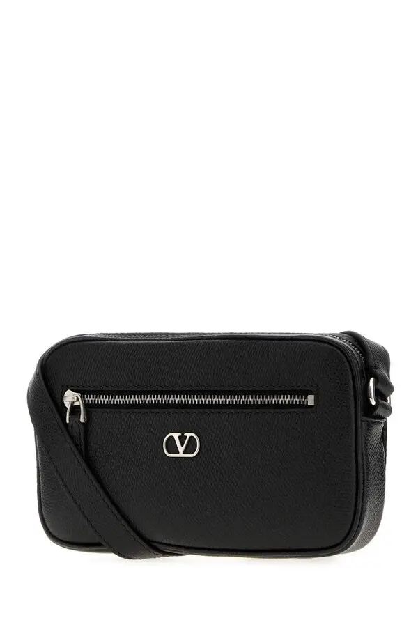 Valentino Garavani Leather Vlogo Signature Crossbody Bag - Black