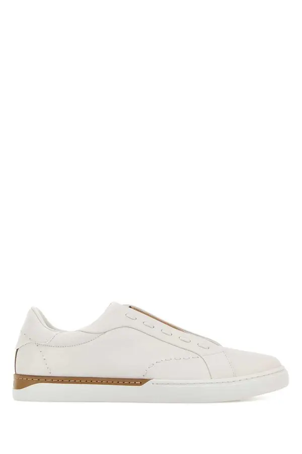 Fendi Chalk Leather City Slip Ons - White