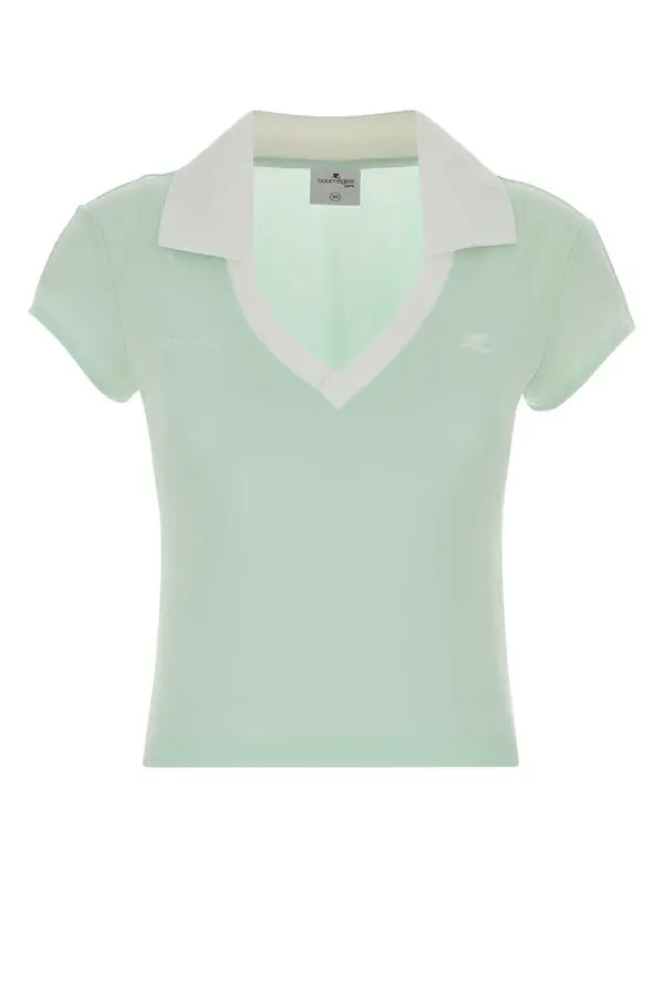 COURREGES Mint Polyester Polo Shirt