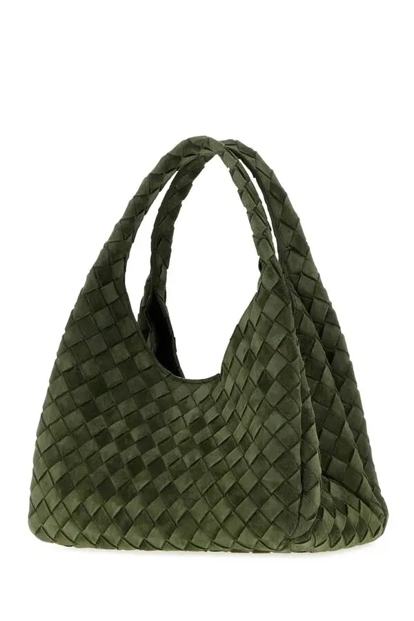 Bottega Veneta Suede Small Campana Shoulder Bag - Green