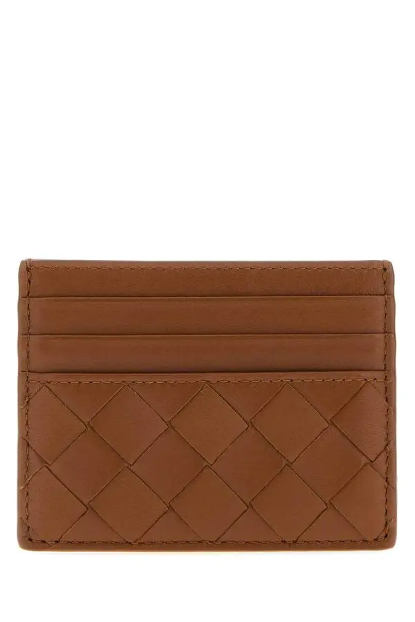 Bottega Veneta Nappa Leather Intrecciato Card Holder - Brown