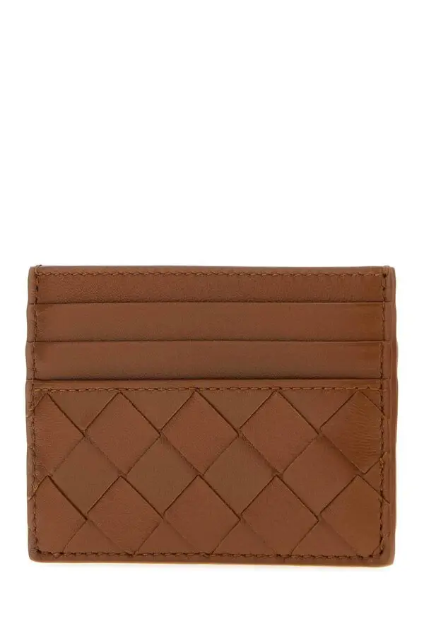 Bottega Veneta Nappa Leather Intrecciato Card Holder - Brown