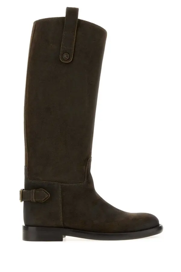 Burberry Dark Suede Cavalier Boots