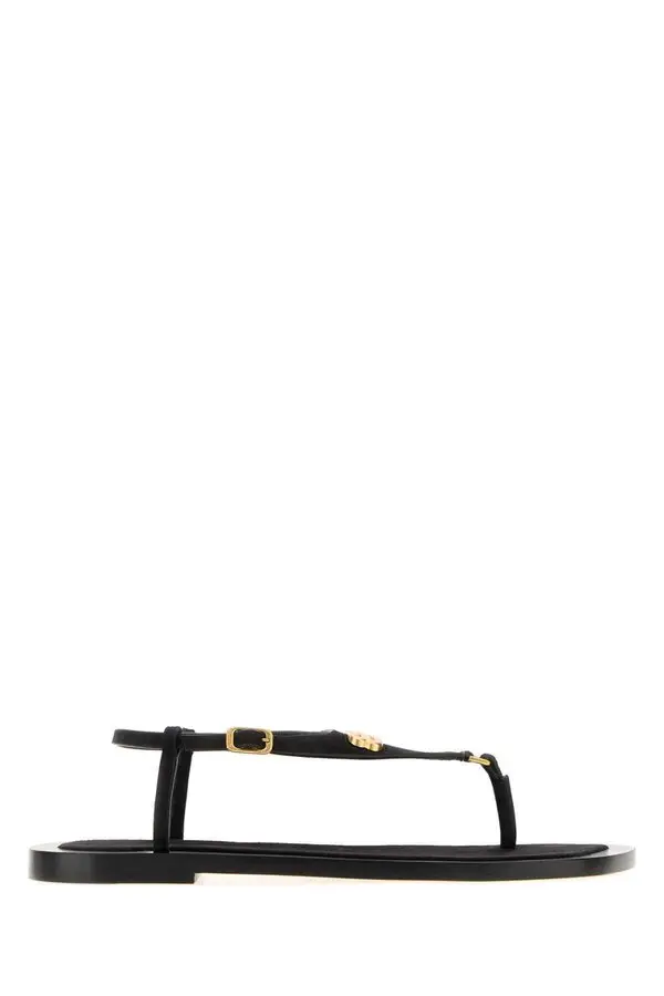 Balenciaga Leather Riva Thong Sandals - Black