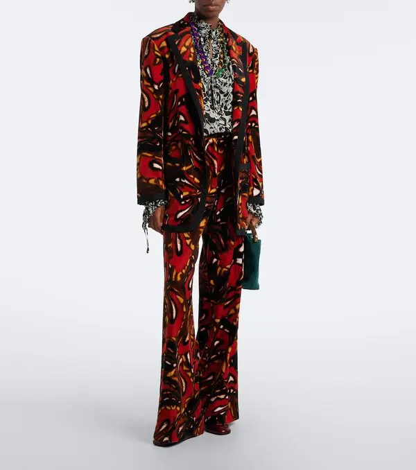 Dries Van Noten Printed Cotton-blend Wide-leg Pants