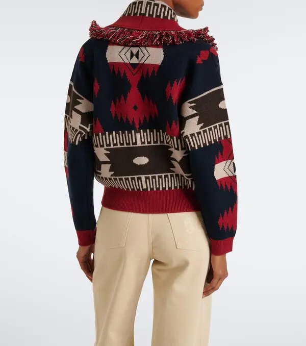 Alanui Icon Jacquard Wool And Cashmere Cardigan