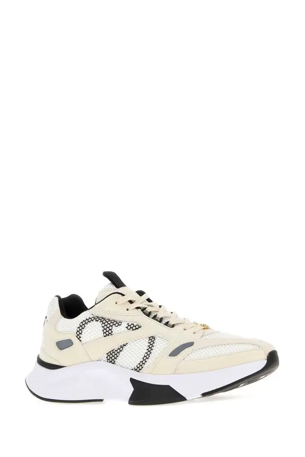 Valentino Garavani Two-tone Suede And Mesh Demivee Sneakers
