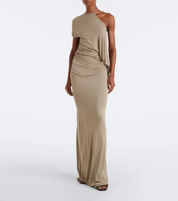Rick Owens Lilies Tungsten Draped Open-back Jersey Top