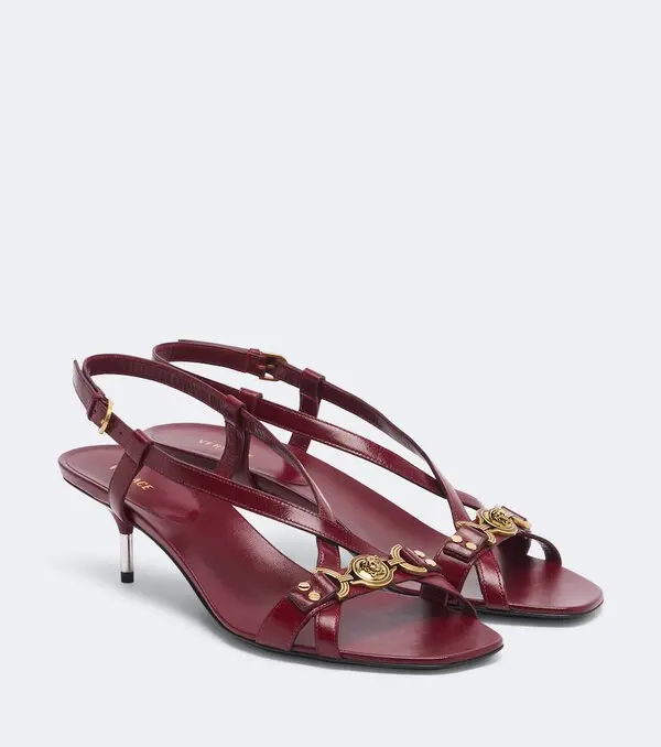 Versace Marisa Leather Sandals - Burgundy