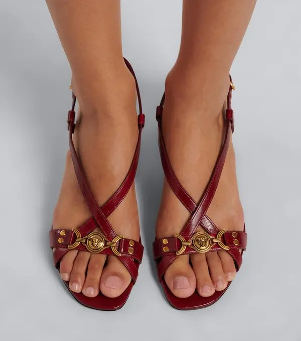 Versace Marisa Leather Sandals - Burgundy