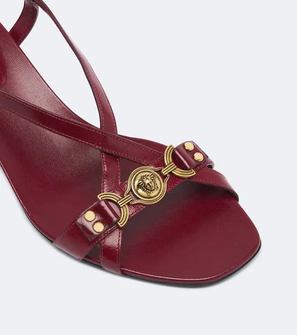 Versace Marisa Leather Sandals - Burgundy