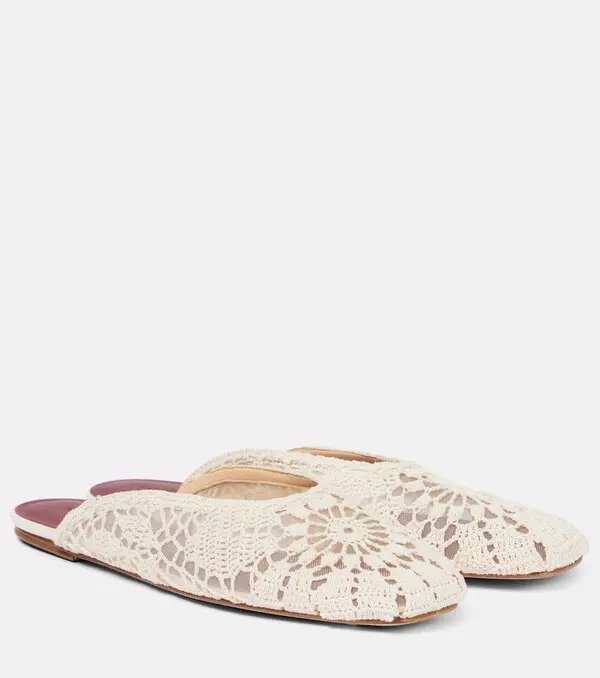 Magda Butrym Crochet Mules - White
