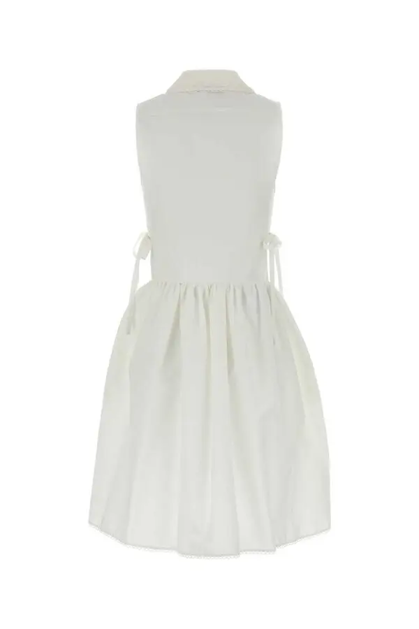 Miu Miu Cotton Blend Mini Dress - White