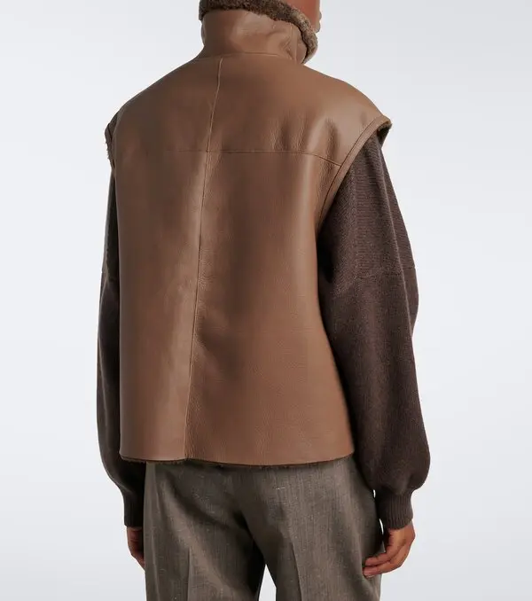 JOSEPH Nico Reversible Leather And Shearling Vest