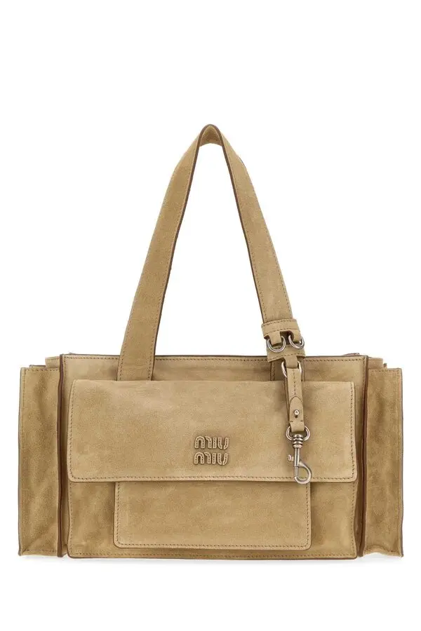 Miu Miu Beige Suede Utilitaire Shopping Bag