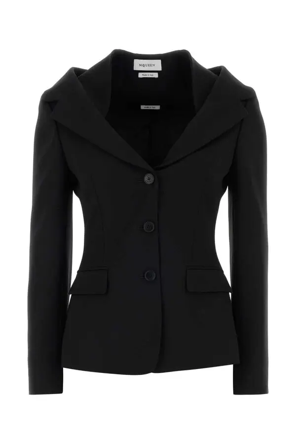 Alexander McQueen Grain De Poudre Blazer - Black
