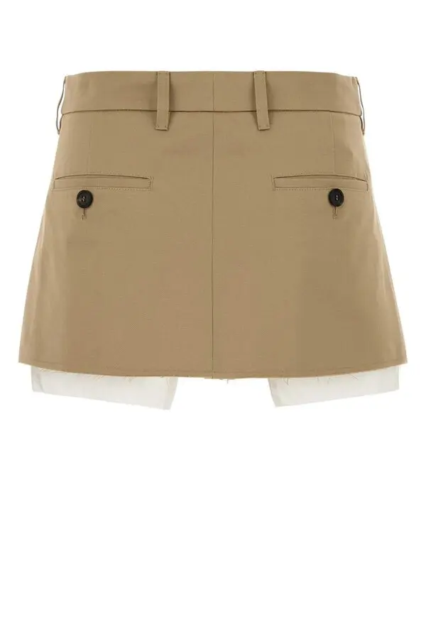 Miu Miu Beige Cotton Mini Skirt