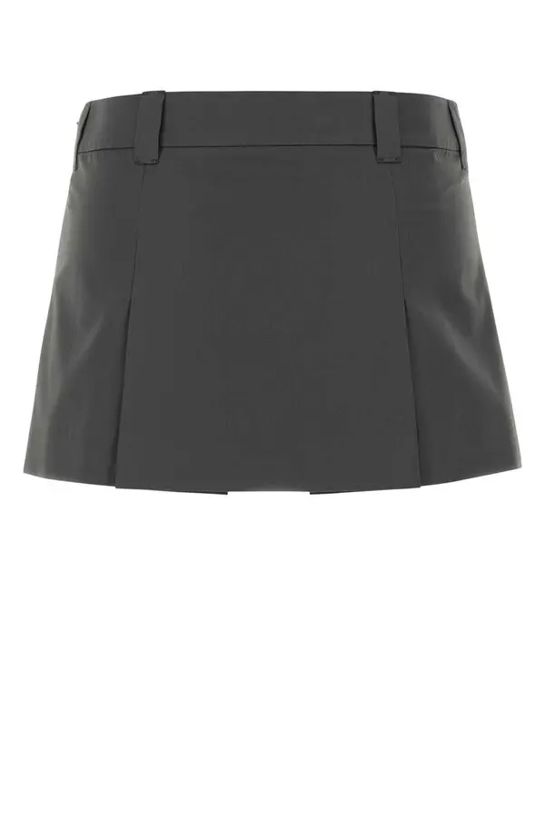 Miu Miu Charcoal Poplin Mini Skirt