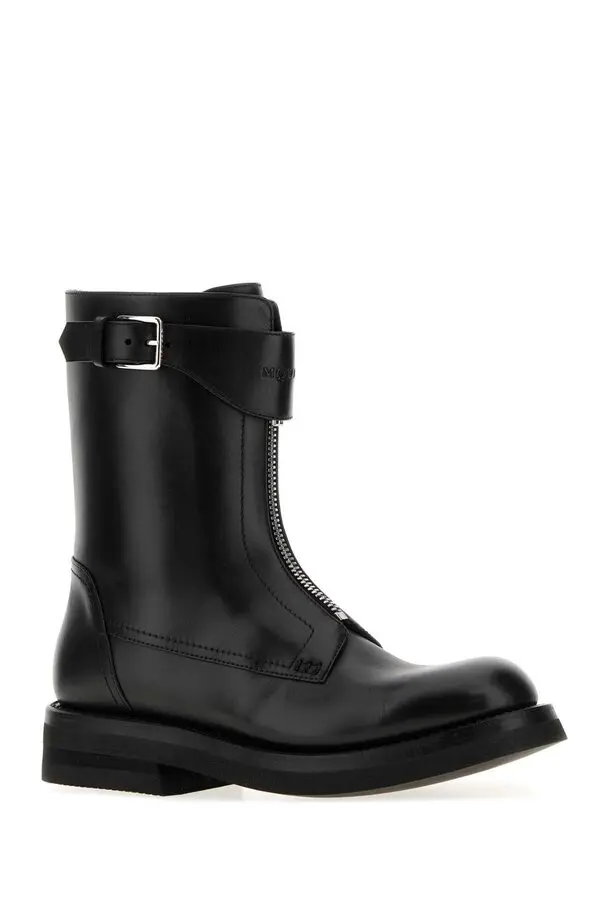 Alexander McQueen Leather Biker Boots