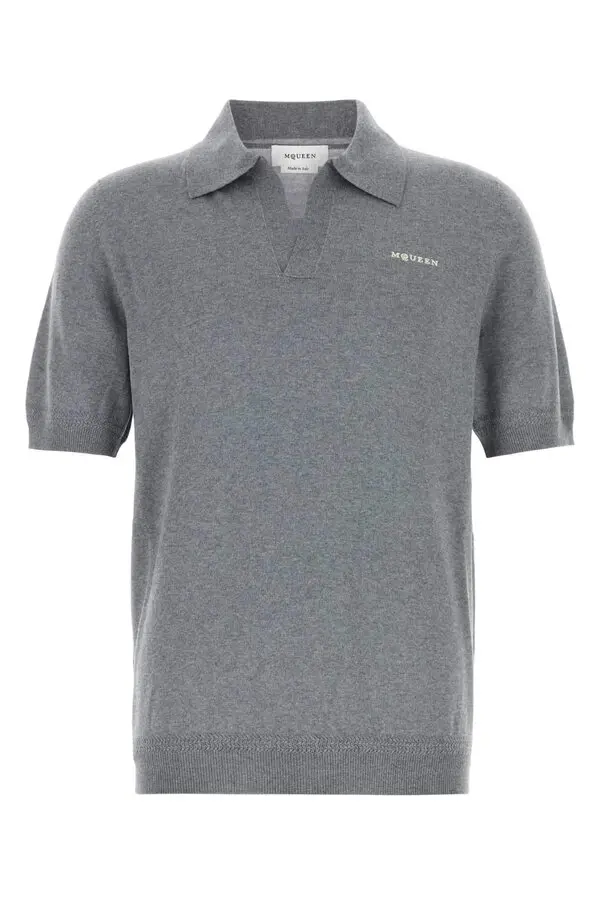 Alexander McQueen Grey Wool Polo Shirt - Gray
