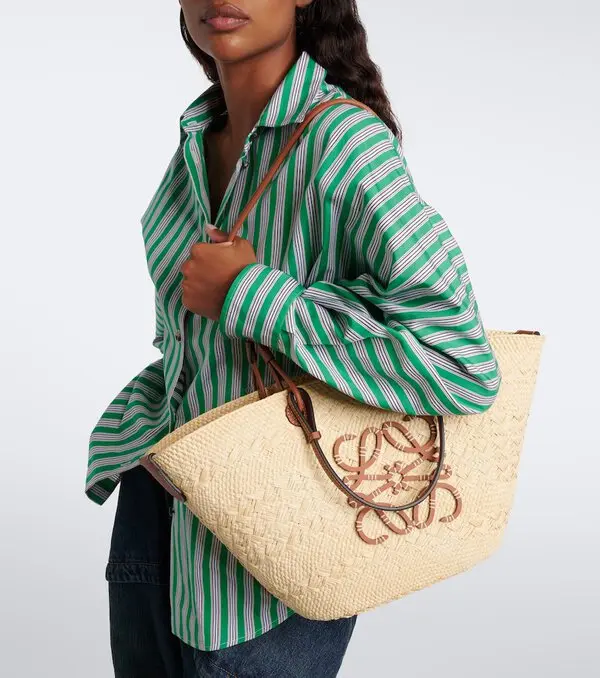 Loewe Anagram Medium Leather-trimmed Basket Bag