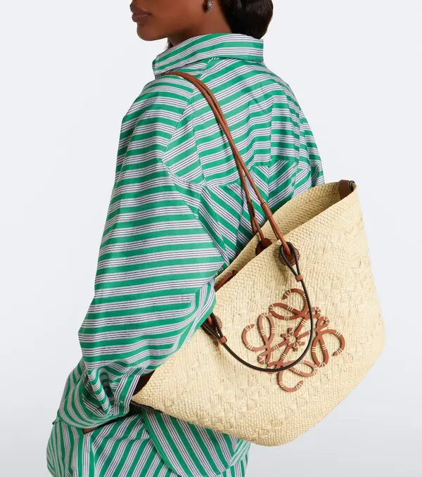 Loewe Leather-trimmed Woven Basket Bag