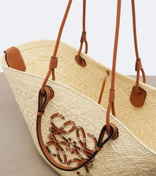Loewe Leather-trimmed Woven Basket Bag