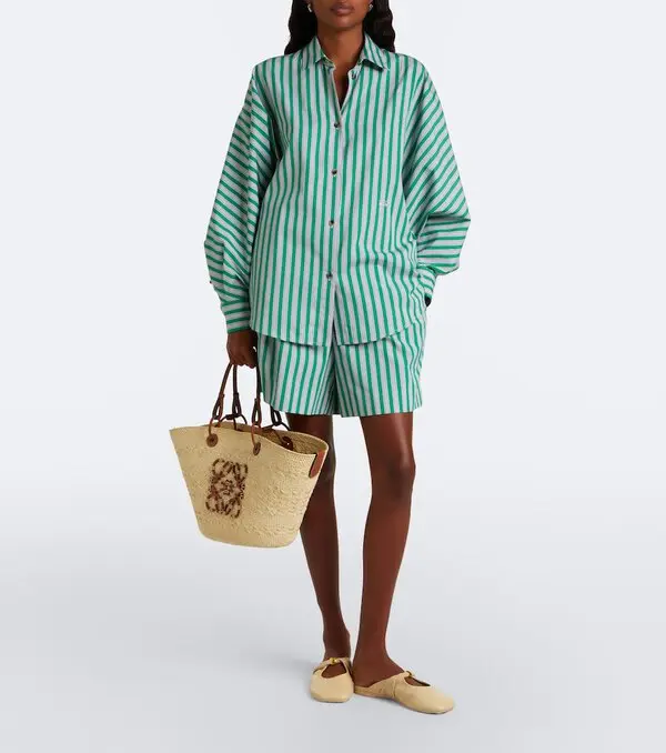 Loewe Leather-trimmed Woven Basket Bag