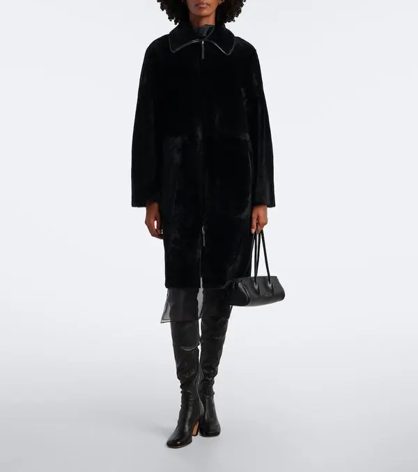 JOSEPH Caspian Reversible Leather And Shearling Coat
