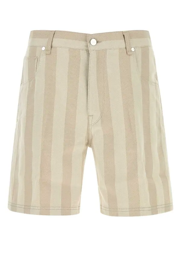 Fendi Embroidered Canvas Bermuda Shorts