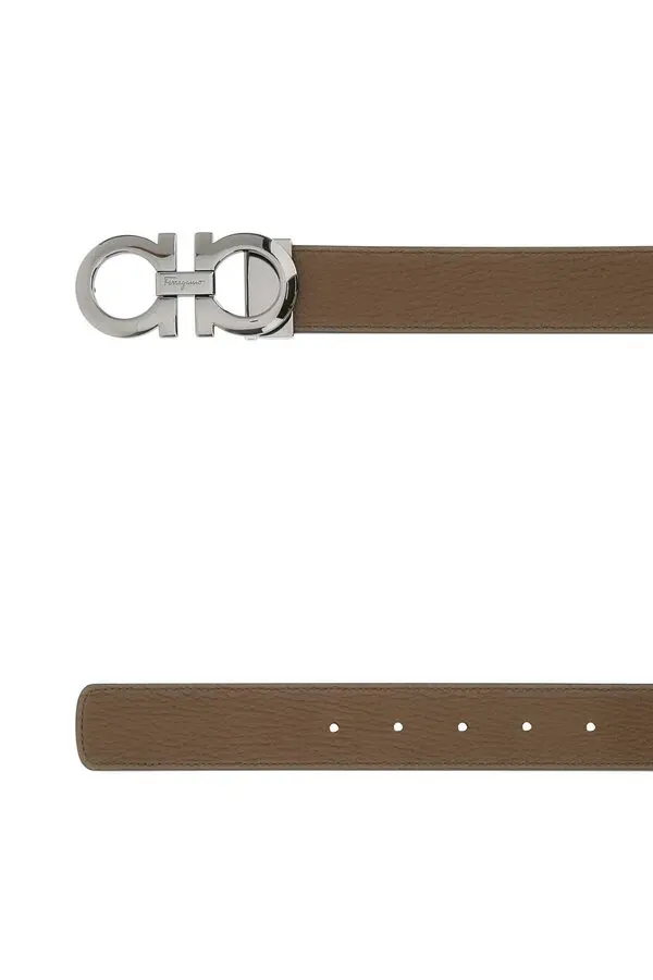 FERRAGAMO Reversible Leather Belt - Brown