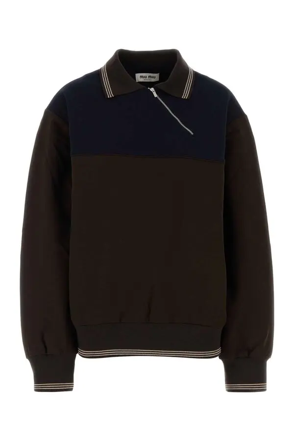 Miu Miu Two-tone Viscose Blend Oversize Sweatshirt