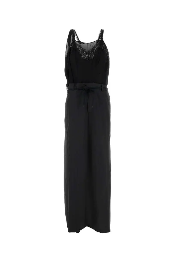 Balenciaga Georgette And Jersey Dress - Black