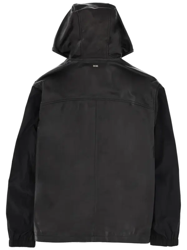 BOSS Leather Blend Hooded Jacket